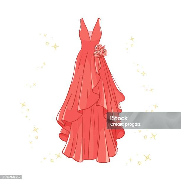 Gaun Malam Merah Ilustrasi Stok Unduh Gambar Sekarang Gaun Panjang