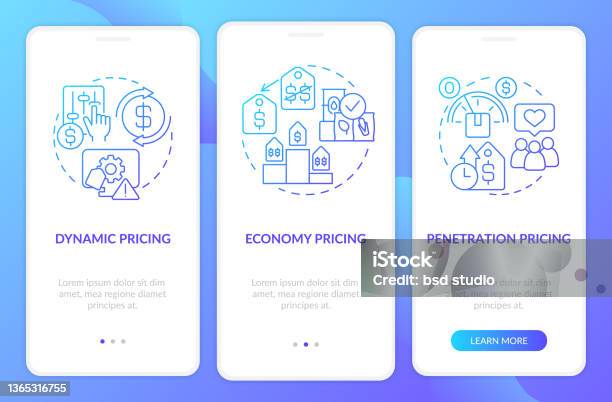Metode Penetapan Harga Umum Gradien Biru Onboarding Layar Aplikasi