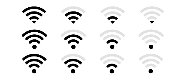 Grand Ensemble Dicônes Vectorielles Sans Fil Et Wifi Symbole Vectoriel