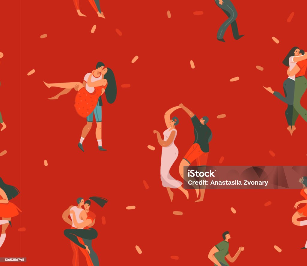 Digambar Tangan Vektor Abstrak Kartun Grafis Modern Happy Valentines