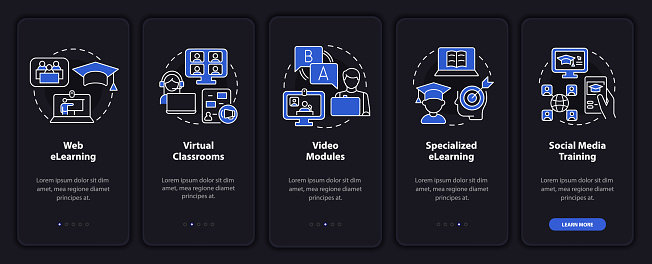 Types Dapprentissage En Ligne Mode Nuit Écran De Lapplication Mobile
