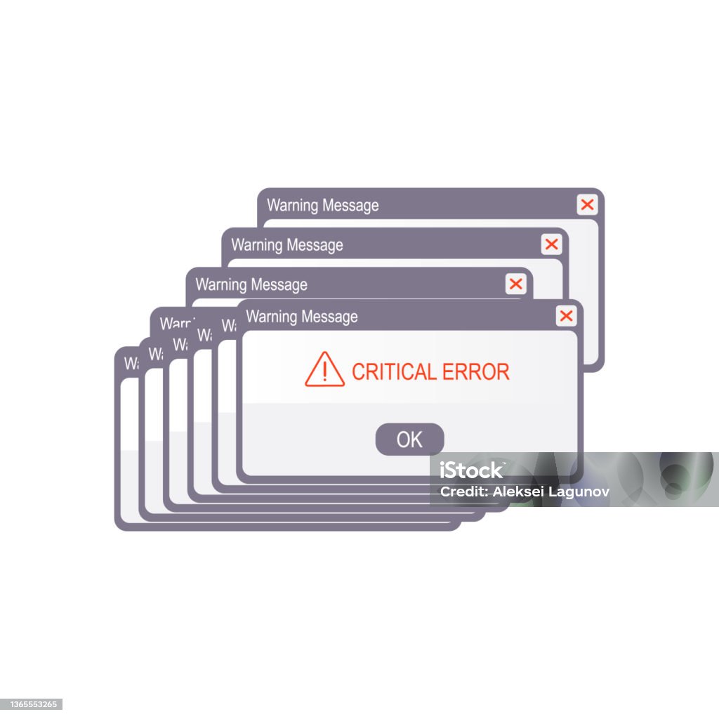 Vector Freezing Warning Error Pop Up Window On Bright Red Background ... Vector Freezing Warning Error Pop Up Window On Bright Red Background ...