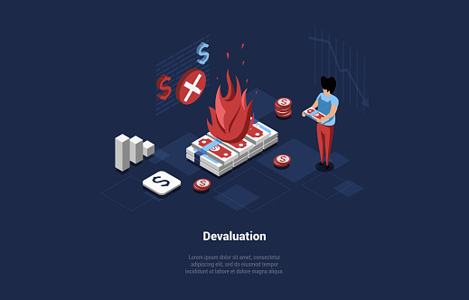 Illustration Du Concept De Dévaluation Monétaire Composition