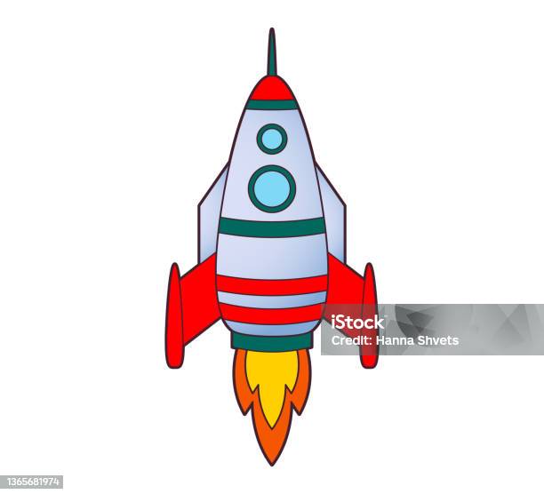 Fusée Volant Dans Lespace Icône Livre De Coloriage Illustration
