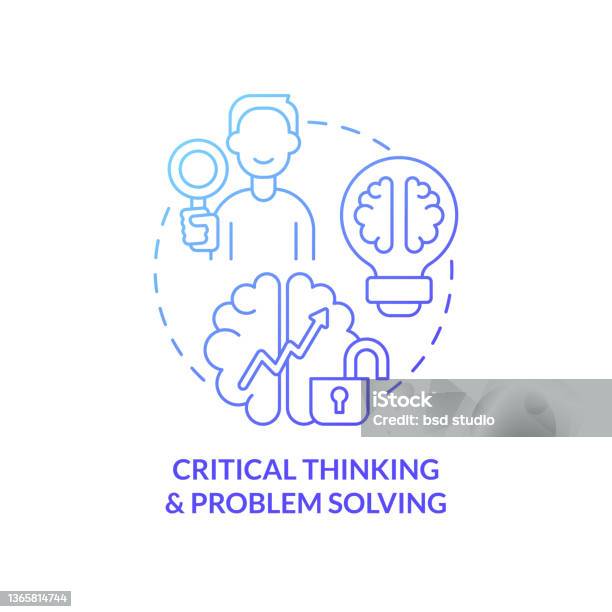 Critical Thinking And Problem Solving Blue Gradient Concept Icon Stock