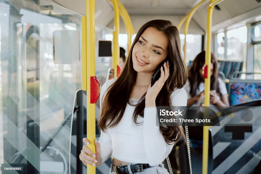 Girl Spends Morning On Bus Going To University Woman Uses Public Transportation Talks On Phone