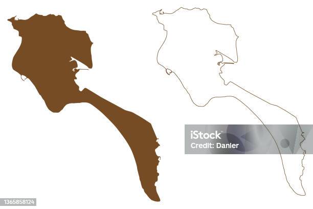 Île De Noirmoutier Carte Illustration Vectorielle Croquis Gribouillé