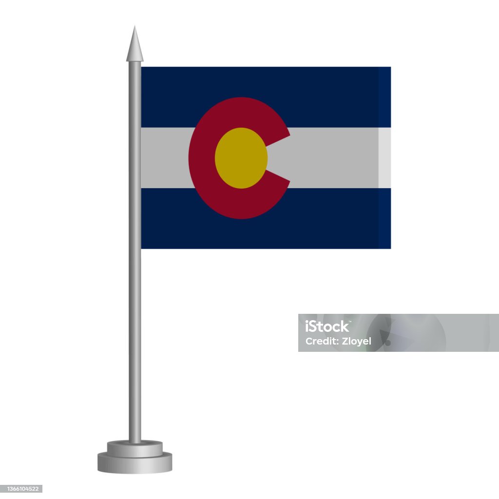 Bendera Negara Bagian Colorado Berkibar Di Tiang Bendera Berdiri Di ... Bendera Negara Bagian Colorado Berkibar Di Tiang Bendera Berdiri Di ...