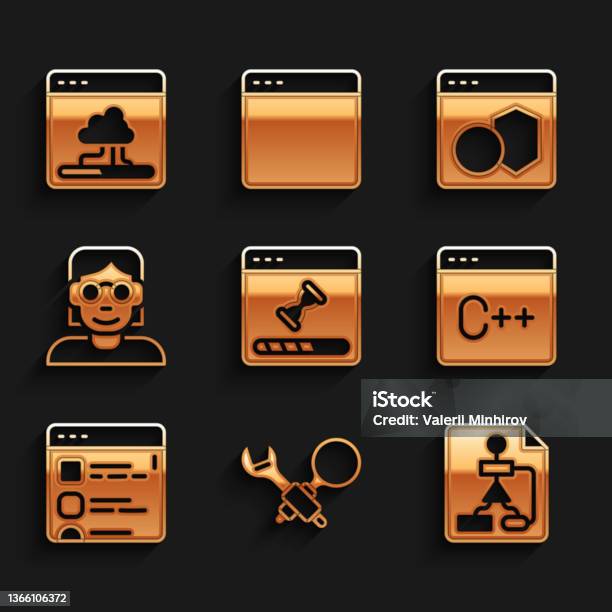 Set Loading Data Window Debugging Flowchart Software Browser Files Hacker Or Coder And Cloud