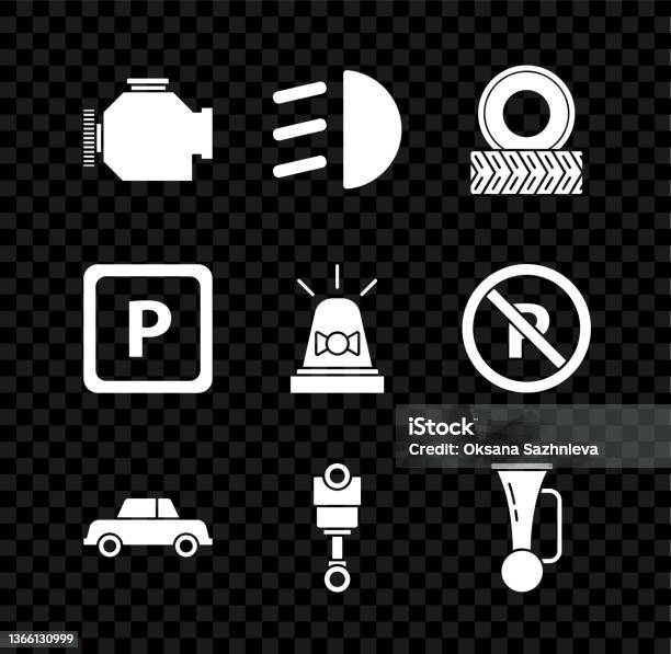 Réglez Le Moteur Check Les Feux De Route La Roue De Voiture Le Piston
