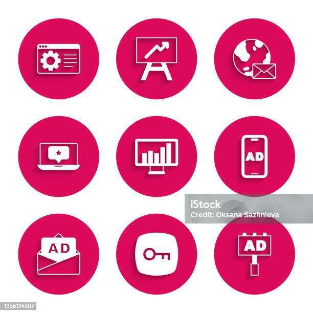 Atur Monitor Dengan Grafik Grafik Kunci Iklan Bintang Laptop Surat