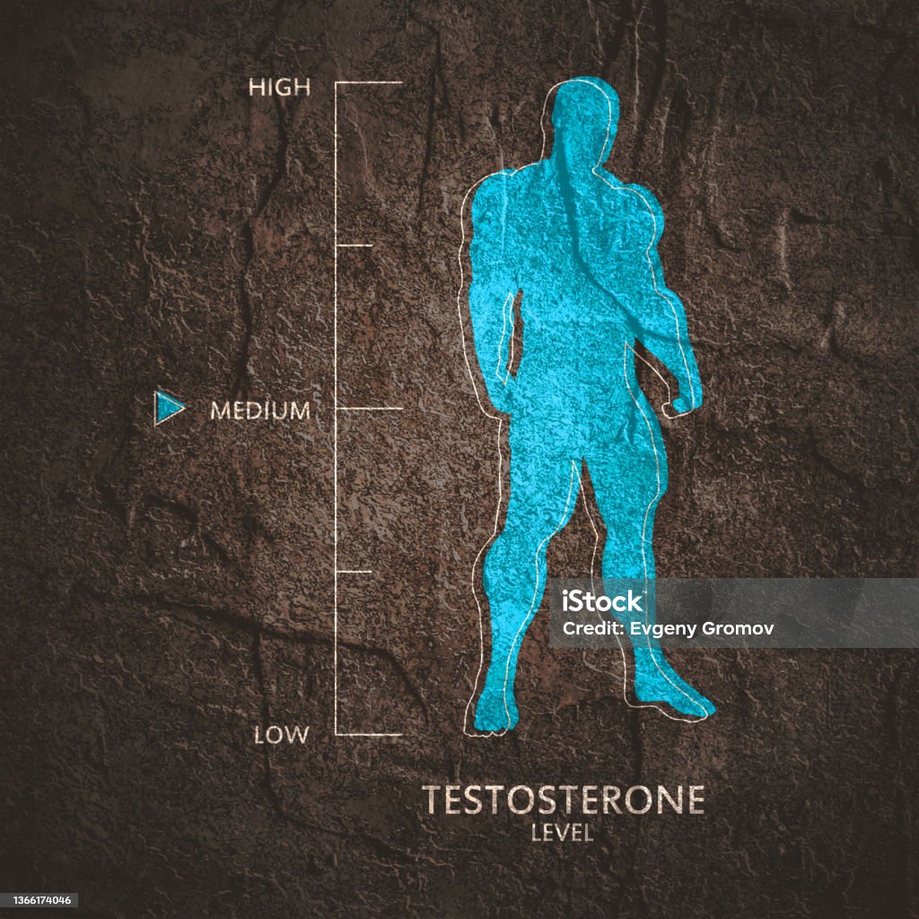 Hormone Testosterone Level Measuring Scale With Muscular Man Silhouette