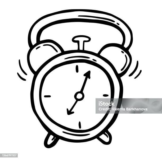 Doodle Gaya Ilustrasi Jam Alarm Retro Dalam Format Vektor Yang Cocok
