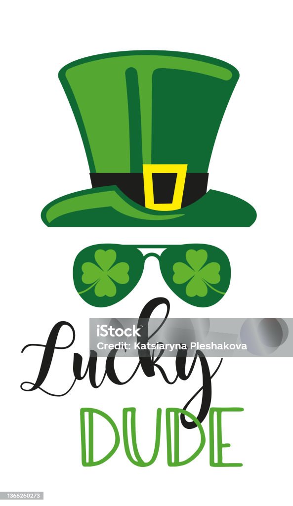 Lucky Dude Funny St Patricks Day Inspirational Lettering Design For
