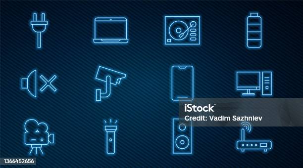 Atur Garis Router Dan Sinyal Wifi Monitor Komputer Pemutar Vinil Kamera