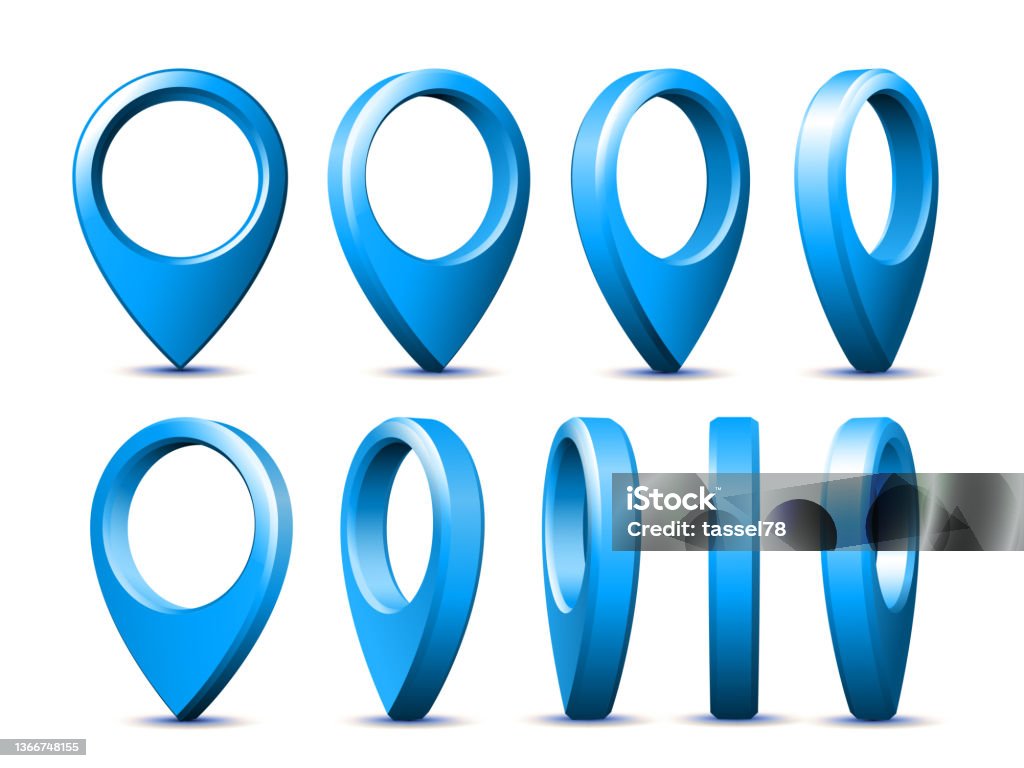 Shiny Blue Realistic Map Pointers Set In Various Angles Stock ... Shiny Blue Realistic Map Pointers Set In Various Angles Stock ...