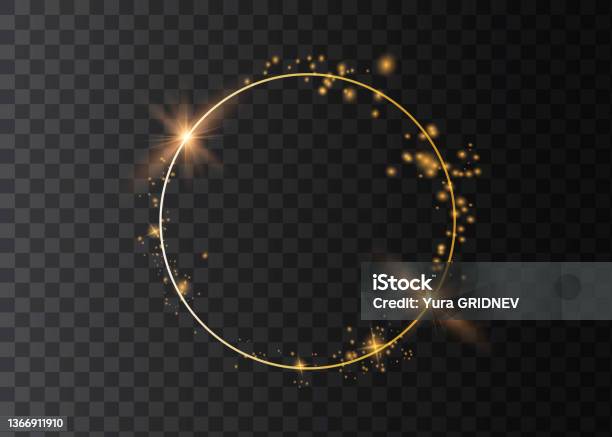 Abstrak Cincin Emas Mewah Lingkaran Cahaya Vektor Dan Efek Cahaya