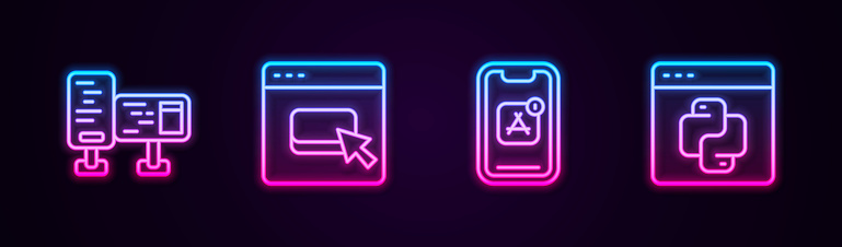 Set Line Computer Monitor Screen Browser Files Mobile Apps And Python Programming Language