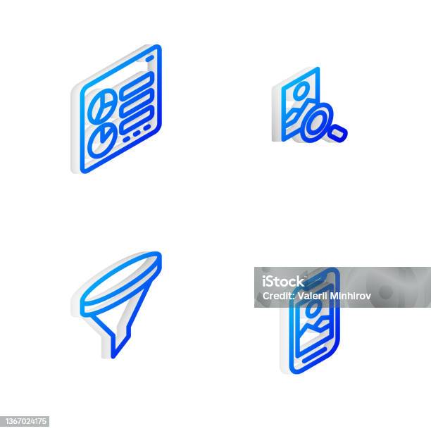 Set Isometric Line Photo Retouching Computer Api Interface Funnel Or ... Set Isometric Line Photo Retouching Computer Api Interface Funnel Or ...