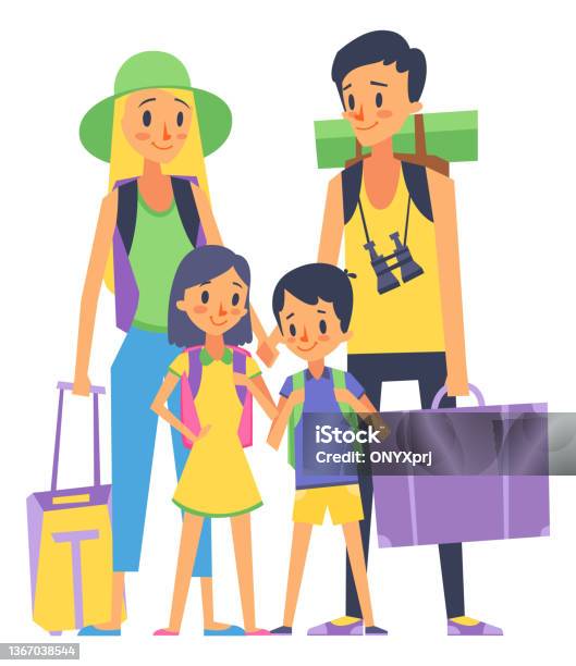Liburan Keluarga Orang Tua Dan Anakanak Memegang Tas Perjalanan Dan ... Liburan Keluarga Orang Tua Dan Anakanak Memegang Tas Perjalanan Dan ...
