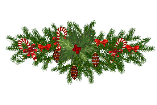 Karangan Bunga Natal Dengan Cabang Cemara Dihiasi Dengan Kerucut Dan