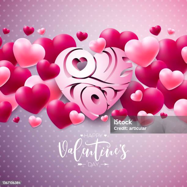 Bonne Saintvalentin Design Avec Cœur Rouge Et Blanc Et Lettre De