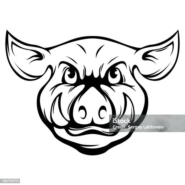 Mascotte De Tête De Cochon Logo Porcin En Colère Illustration