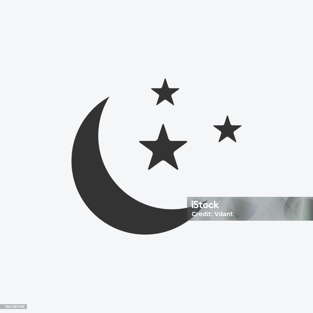 Ikon Bulan Dan Bintang Mengisolasi Ilustrasi Vektor Desain Datar