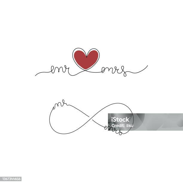 Un Dessin Au Trait Du Mot M Et Mme Avec Le Symbole De Linfini Et Le