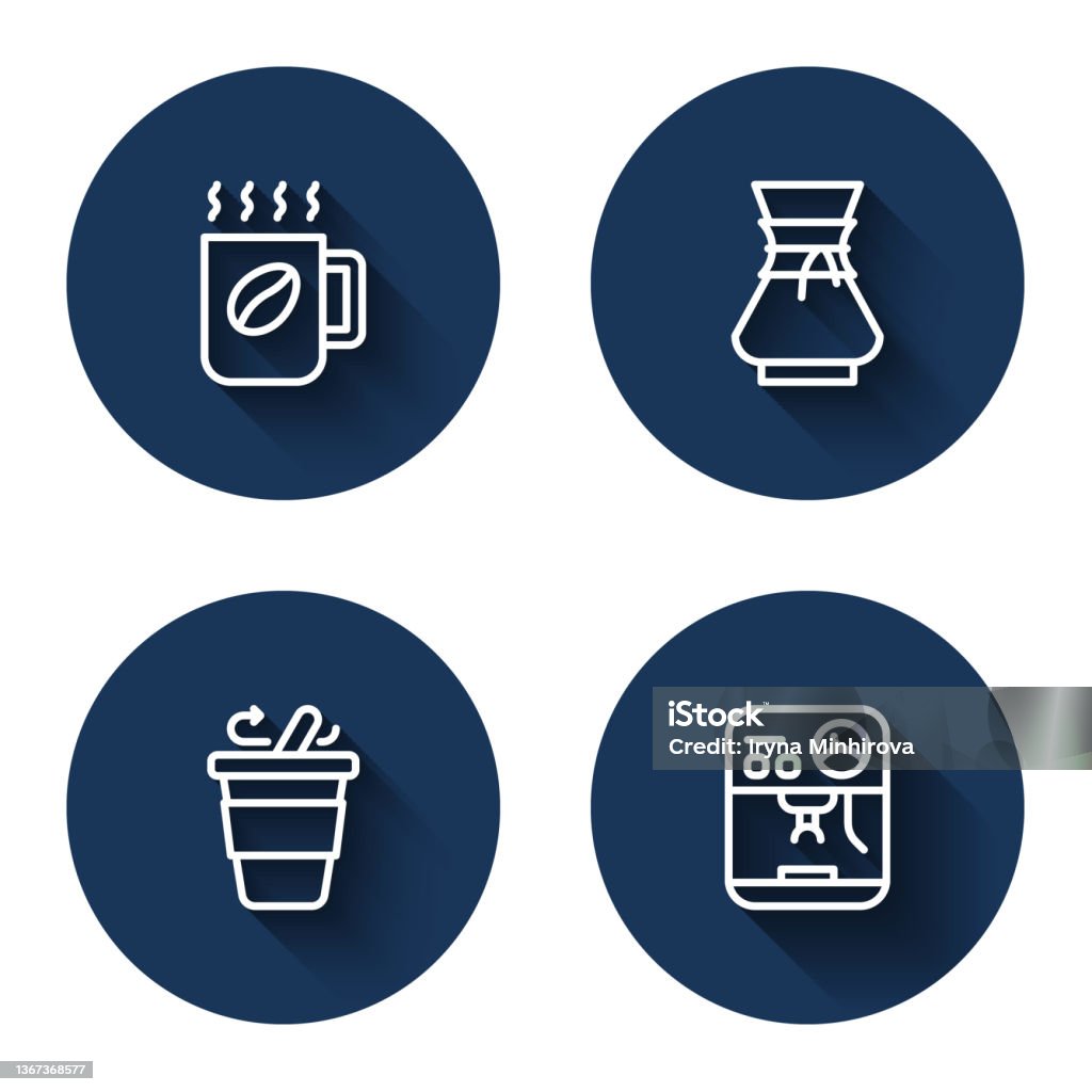 Atur Garis Cangkir Kopi Tuangkan Di Atas Pembuat Kopi Untuk Pergi Dan ... Atur Garis Cangkir Kopi Tuangkan Di Atas Pembuat Kopi Untuk Pergi Dan ...