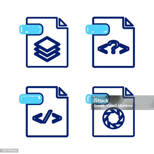 Atur Dokumen File Raw Baris Ikon Html Php Dan Psd Vektor Ilustrasi Stok