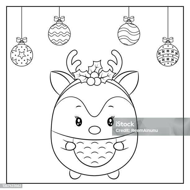 Sketsa Gambar Rusa Lucu Natal Untuk Mewarnai Ilustrasi Stok Unduh Gambar Sekarang Balon