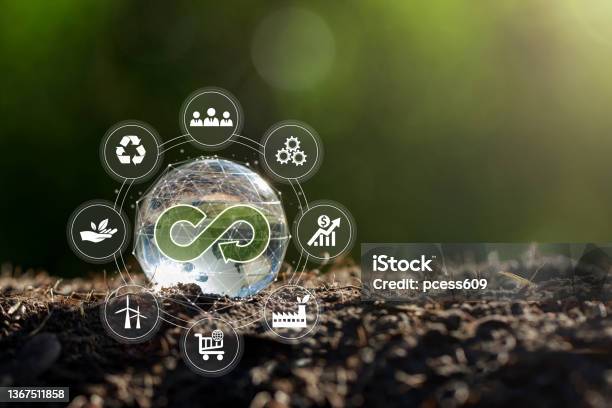 Circular Economy Conceptcrystal Globe With A Circular Economy Icon ... Circular Economy Conceptcrystal Globe With A Circular Economy Icon ...