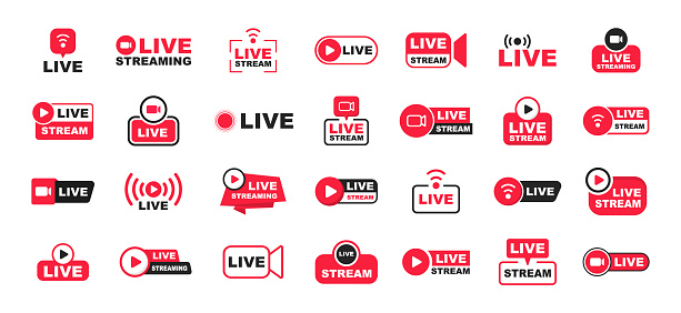 Set Ikon Streaming Langsung Tombol Dan Simbol Siaran Langsung Kumpulan ... Set Ikon Streaming Langsung Tombol Dan Simbol Siaran Langsung Kumpulan ...