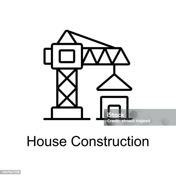 Ikon Kerangka Vektor Konstruksi Rumah Untuk Proyek Digital Atau Cetak