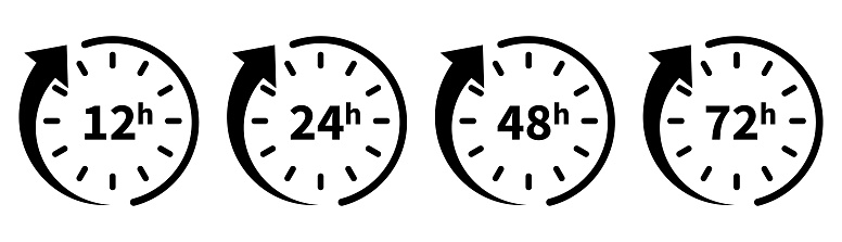 Hours Clocks With Arrow 12 24 48 72 Work Time Icons向量圖形及更多個人備忘錄圖片 Istock