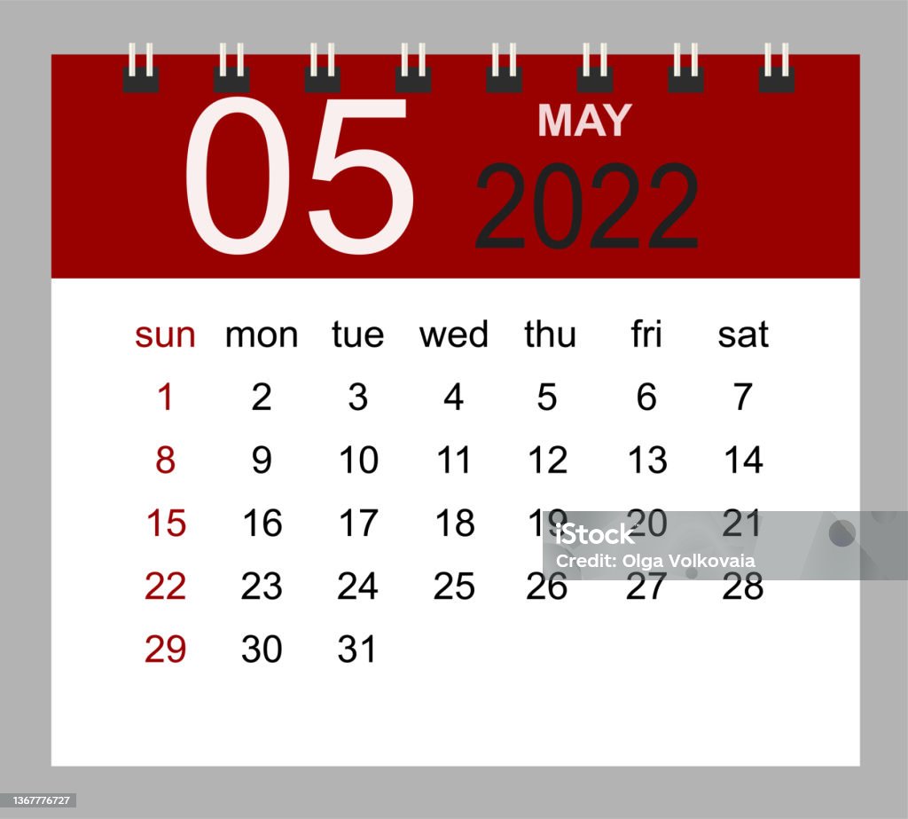 Mei 2022 Template Kalender Bulanan Vektor 2022 Tahun Dalam Gaya ... Mei 2022 Template Kalender Bulanan Vektor 2022 Tahun Dalam Gaya ...
