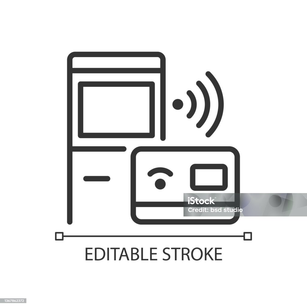 Self Checkout Kiosk Pixel Perfect Linear Icon Stock Illustration ... Self Checkout Kiosk Pixel Perfect Linear Icon Stock Illustration ...