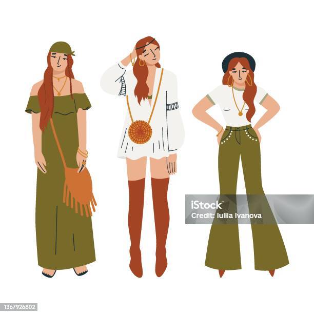 Boho Style Fashion Outfit Women In Boho Outfit Bohochic Fashion Set For