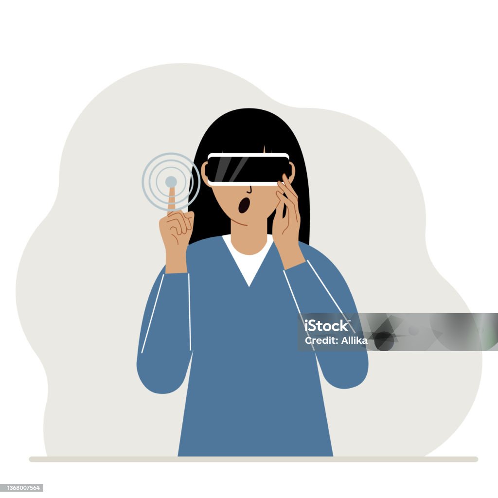 Konsep Augmented Reality Atau Extended Reality Wanita Yang Mengenakan