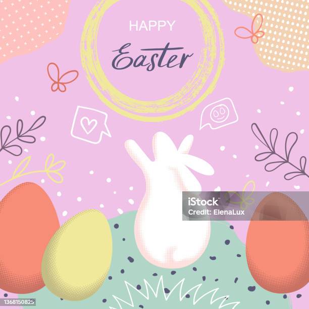 Selamat Paskah Tangan Ditarik Penutup Dengan Telur Dan Kelinci ... Selamat Paskah Tangan Ditarik Penutup Dengan Telur Dan Kelinci ...