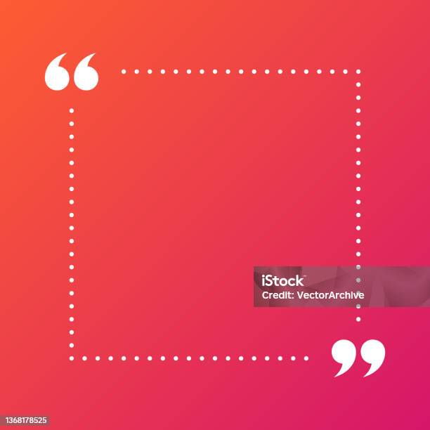 Quote Template Blank Square Border With Quotation Marks And Copy Space