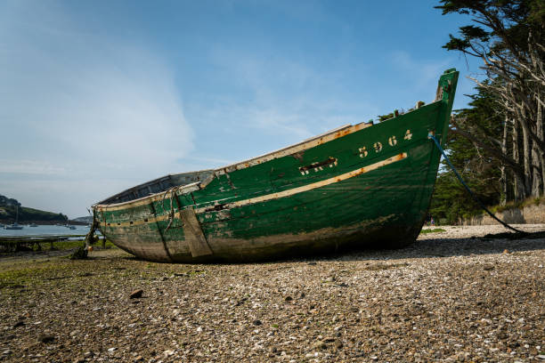Free Stock Photo of Green Boat on Rocky Shore | Download Free Images ...