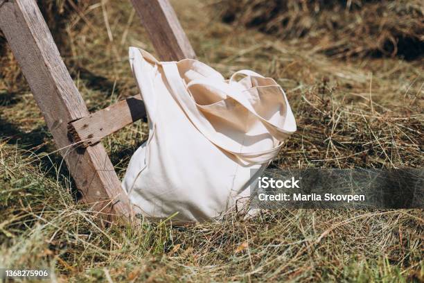 Tas Kain Kanvas Putih Untuk Mockup Template Kosong Terisolasi Di Latar