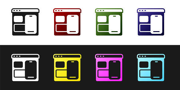 Set Software Web Developer Programming Code Icon Isolated On Black And