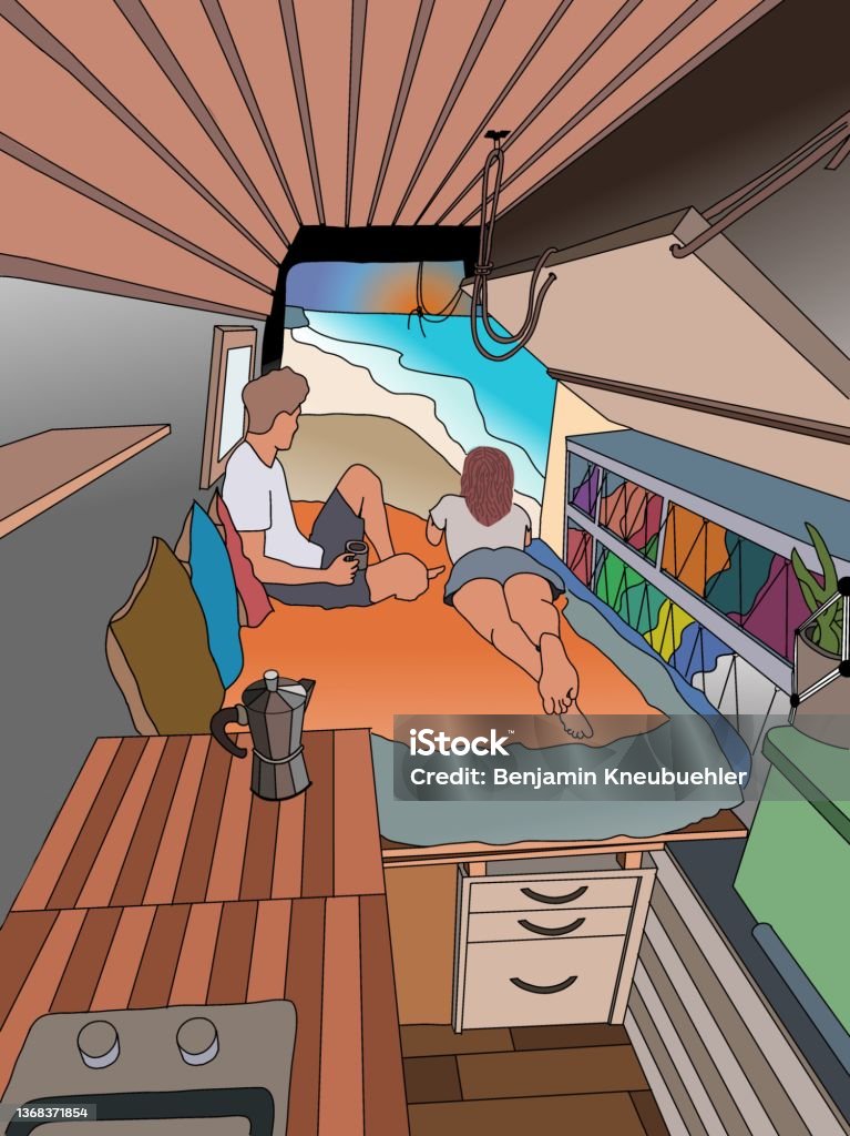 Couple Vanlife Stock Illustration Download Image Now Switzerland