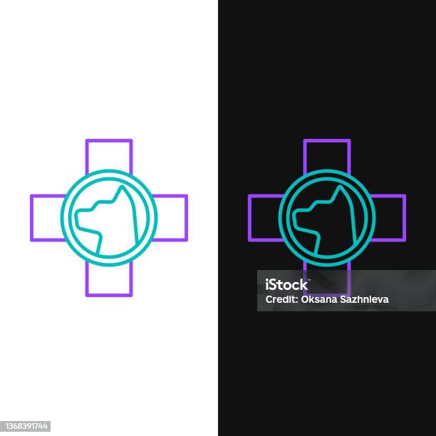Icône De Symbole De Clinique Vétérinaire De Ligne Isolée Sur Le Fond
