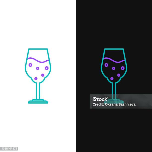 Ligne Verte Et Violette Icône Du Verre De Bière Isolée Sur Fond Blanc