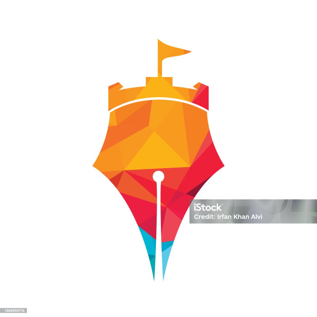 Conception Du Logo Vectoriel Déducation Du Stylo De Château Concept De