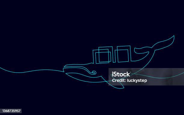 Konsep Aplikasi Pengembang One Line Whale And Container Computer Docker